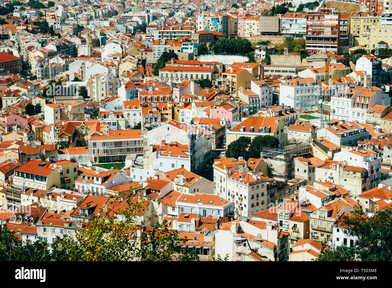 Aerial View Of Lisbon City Rooftops In Portugal Stock Photo - Alamy