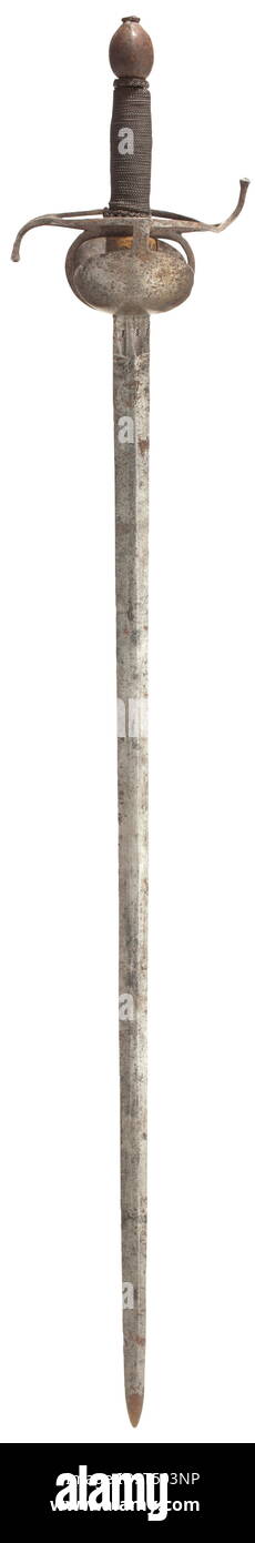 A heavy French small-sword, circa 1630 Broad blade of flattened diamond ...