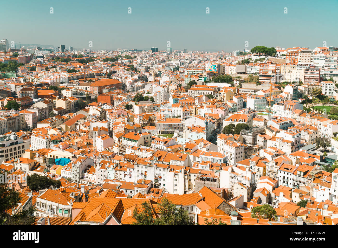 Aerial View Of Lisbon City Rooftops In Portugal Stock Photo - Alamy