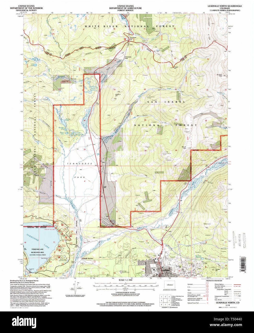 USGS TOPO Map Colorado CO Leadville North 233575 1994 24000 Restoration ...