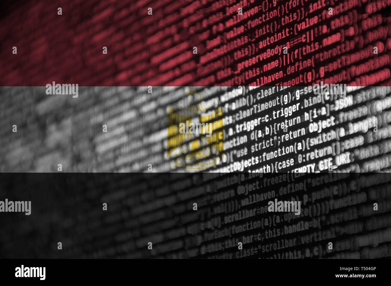 Egypt flag is depicted on the screen with the program code. The concept ...