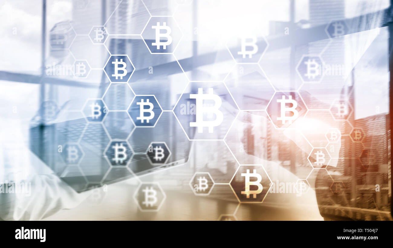 Bitcoin, Blockchain concept on server room background Stock Photo - Alamy