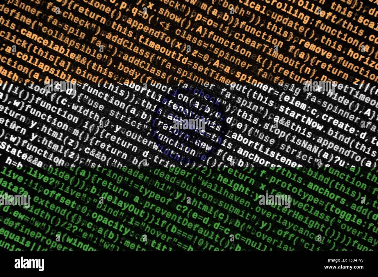 India flag is depicted on the screen with the program code. The concept ...