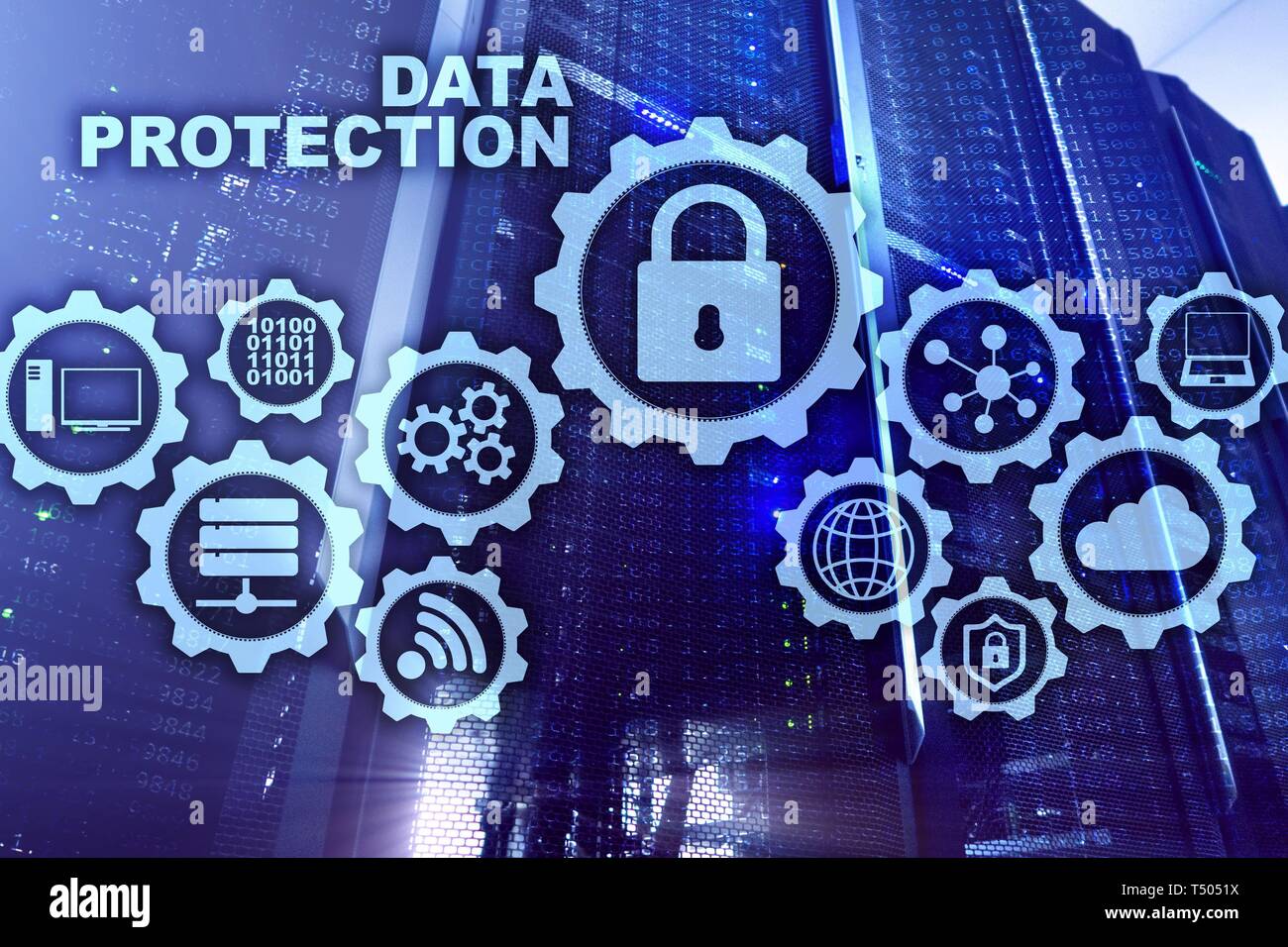 Server data protection concept. Safety of information from virus cyber ...