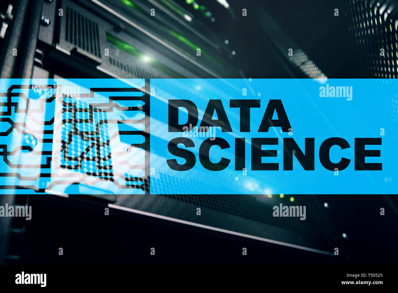 Data Science Artificial Intelligence Concept. Futuristic Supercomputer ...