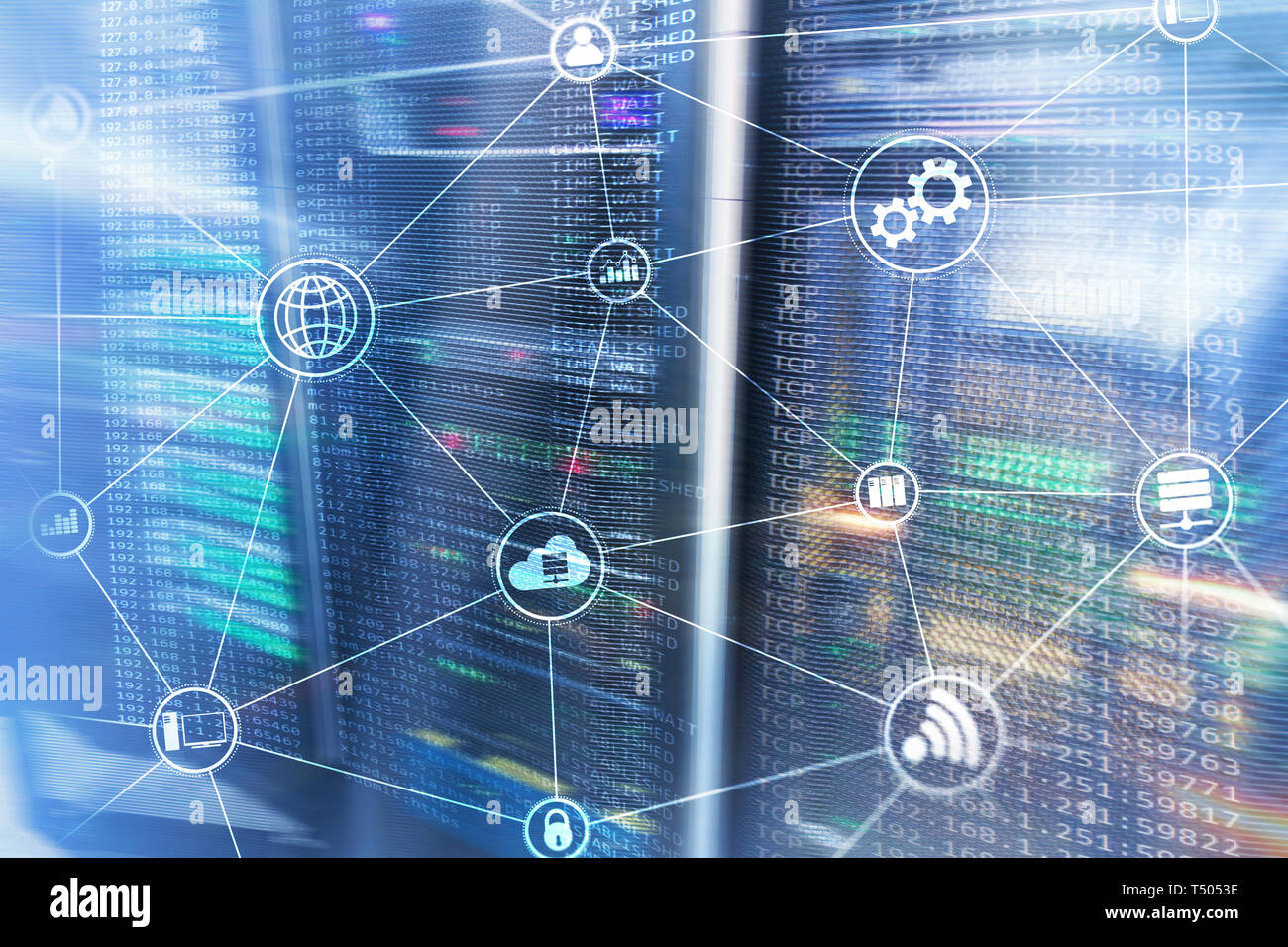 Technology infrastructure cloud computing and communication. Internet ...