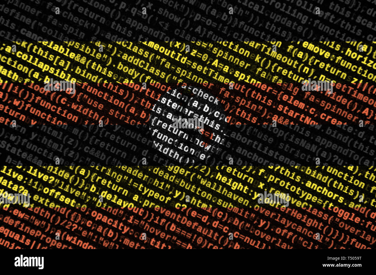 Uganda flag is depicted on the screen with the program code. The ...