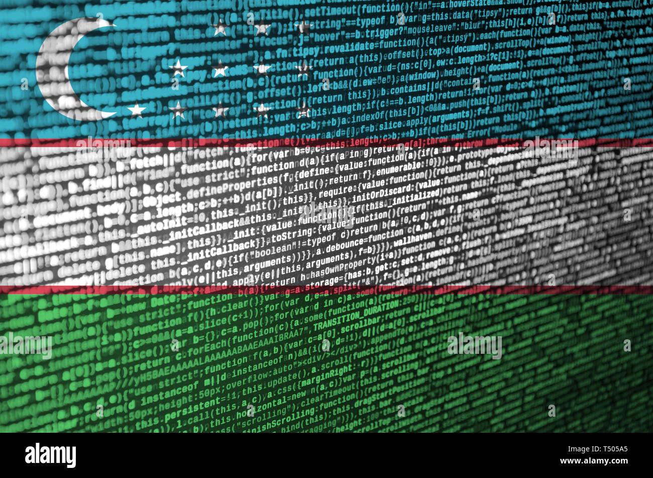 Uzbekistan flag is depicted on the screen with the program code. The ...