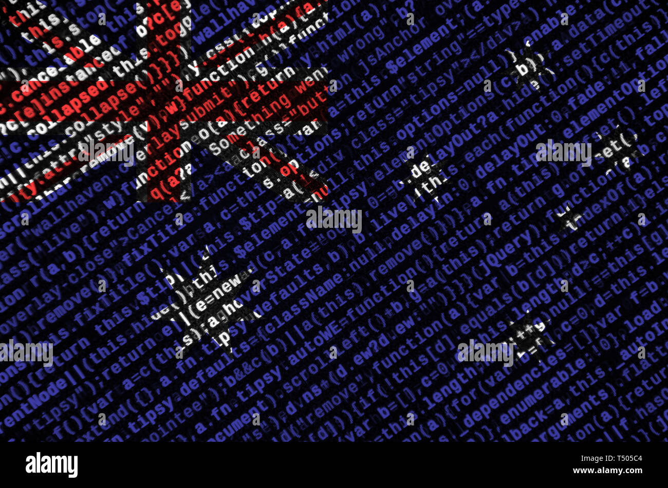 Australia flag is depicted on the screen with the program code. The ...