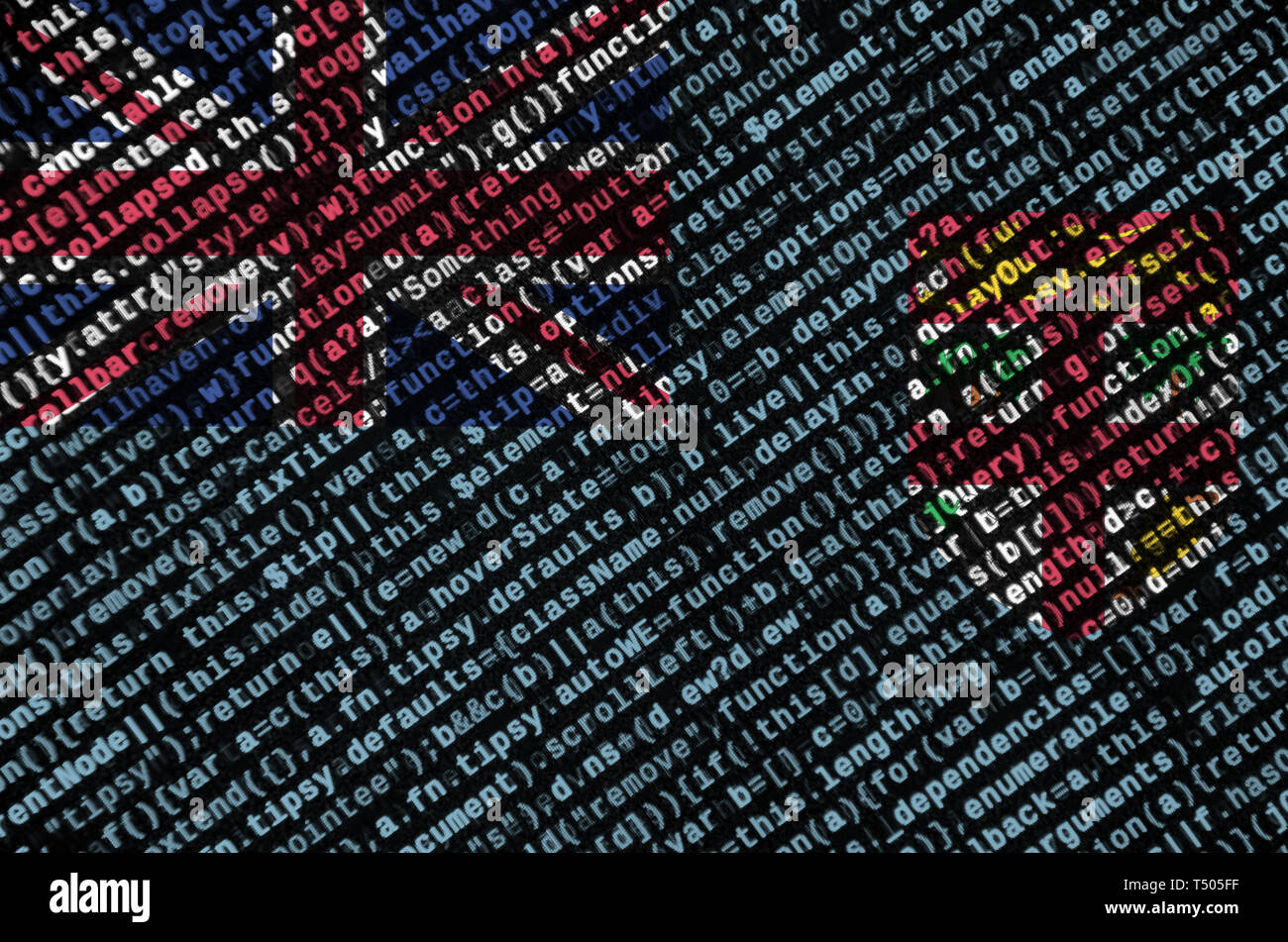 Fiji flag is depicted on the screen with the program code. The concept ...