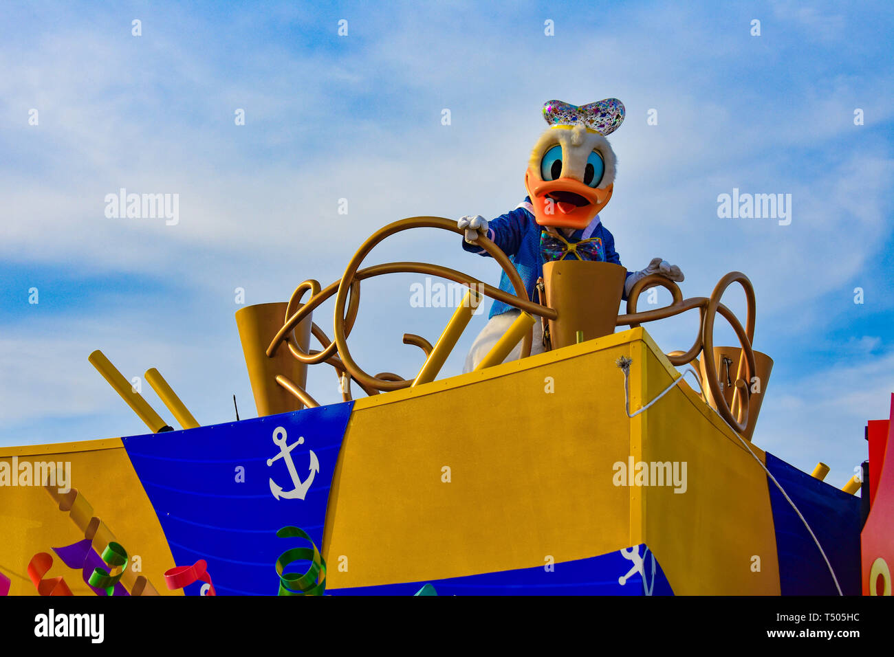Orlando, Florida. March 19, 2019. Donald duck in Mickey and Minnie's ...