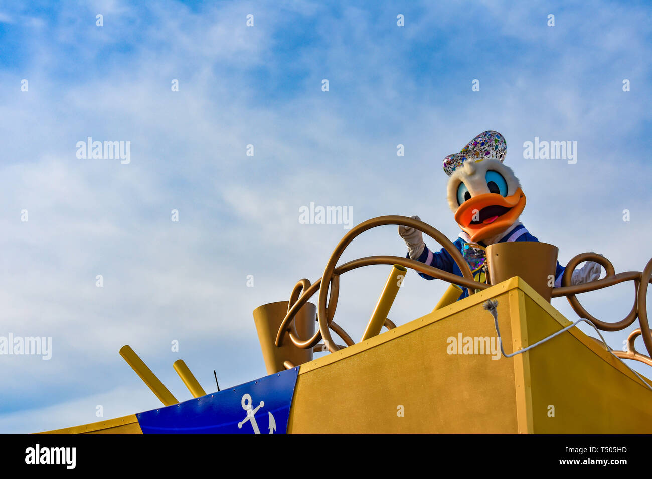 Orlando, Florida. March 19, 2019. Donald duck in Mickey and Minnie's ...