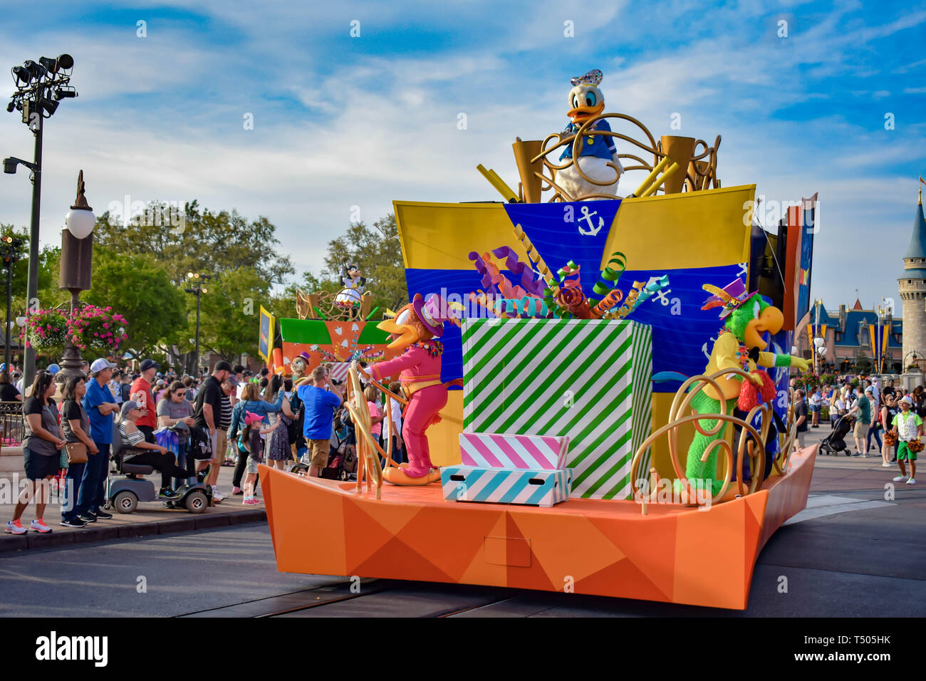 Orlando, Florida. March 19, 2019. Donald duck in Mickey and Minnie's ...