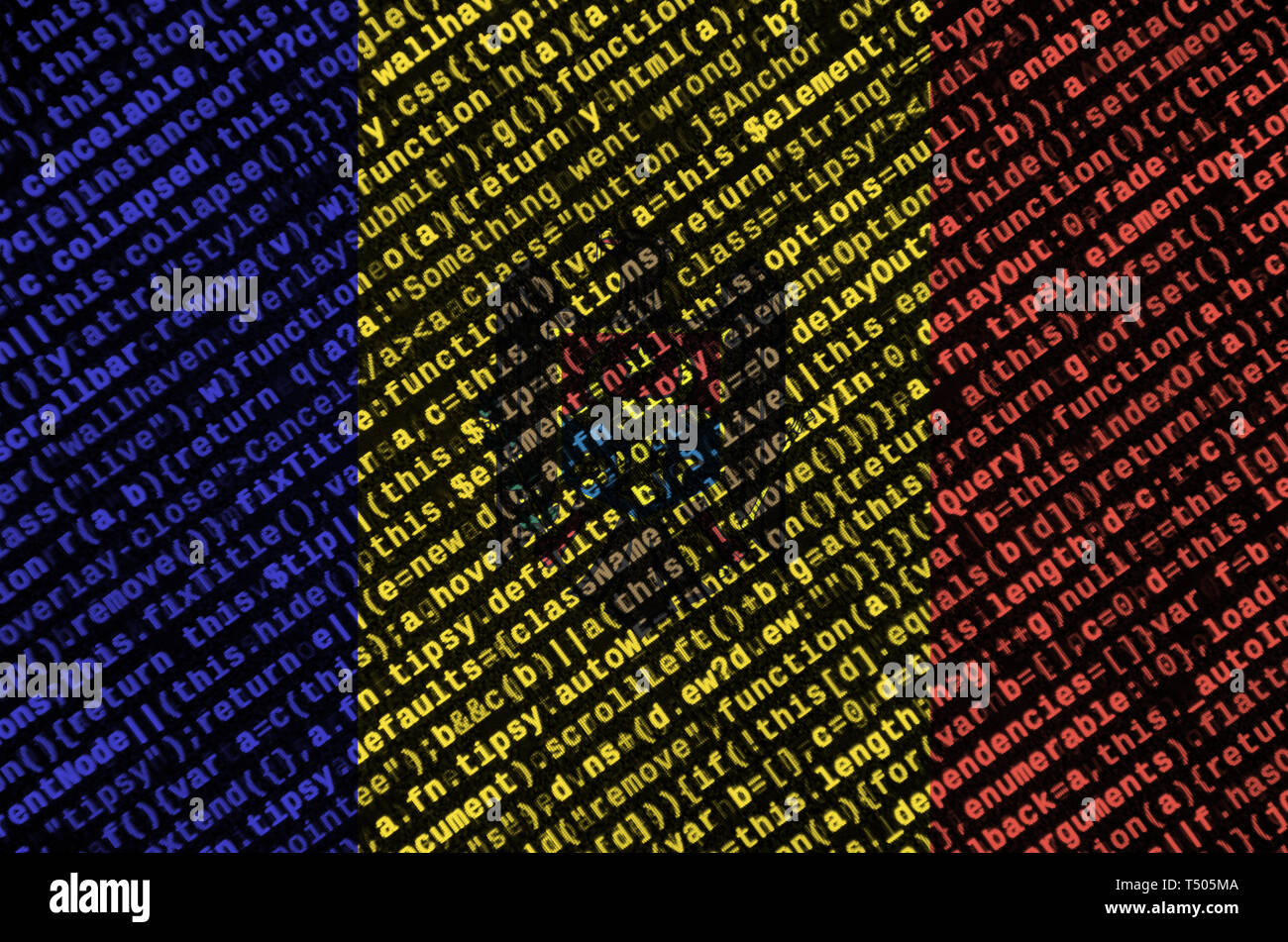 Moldova flag is depicted on the screen with the program code. The ...