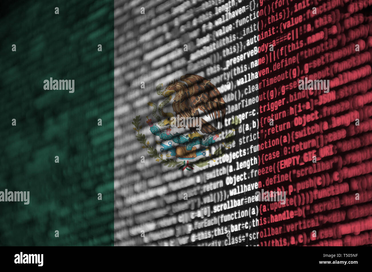 Mexico flag is depicted on the screen with the program code. The ...