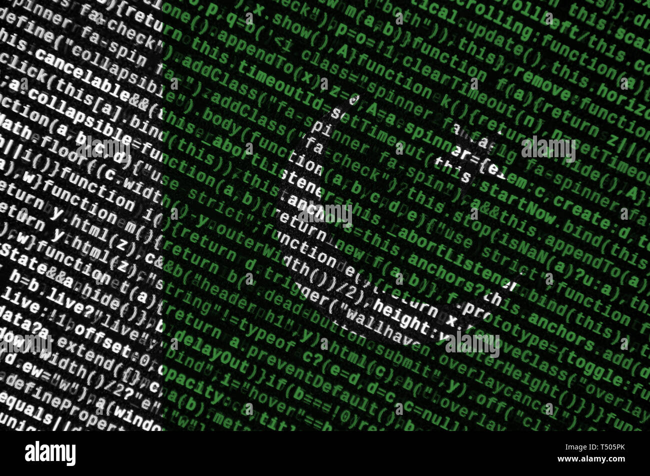 Pakistan flag is depicted on the screen with the program code. The ...