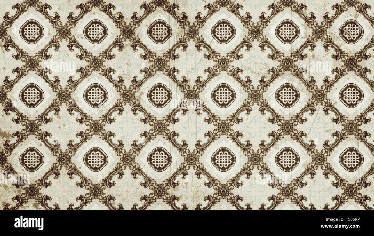 Vintage Floral Wallpaper Pattern Template Stock Photo - Alamy