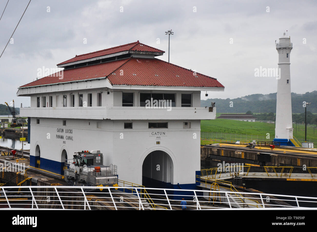 Gatun Locks tower, Panama Canal Stock Photo - Alamy