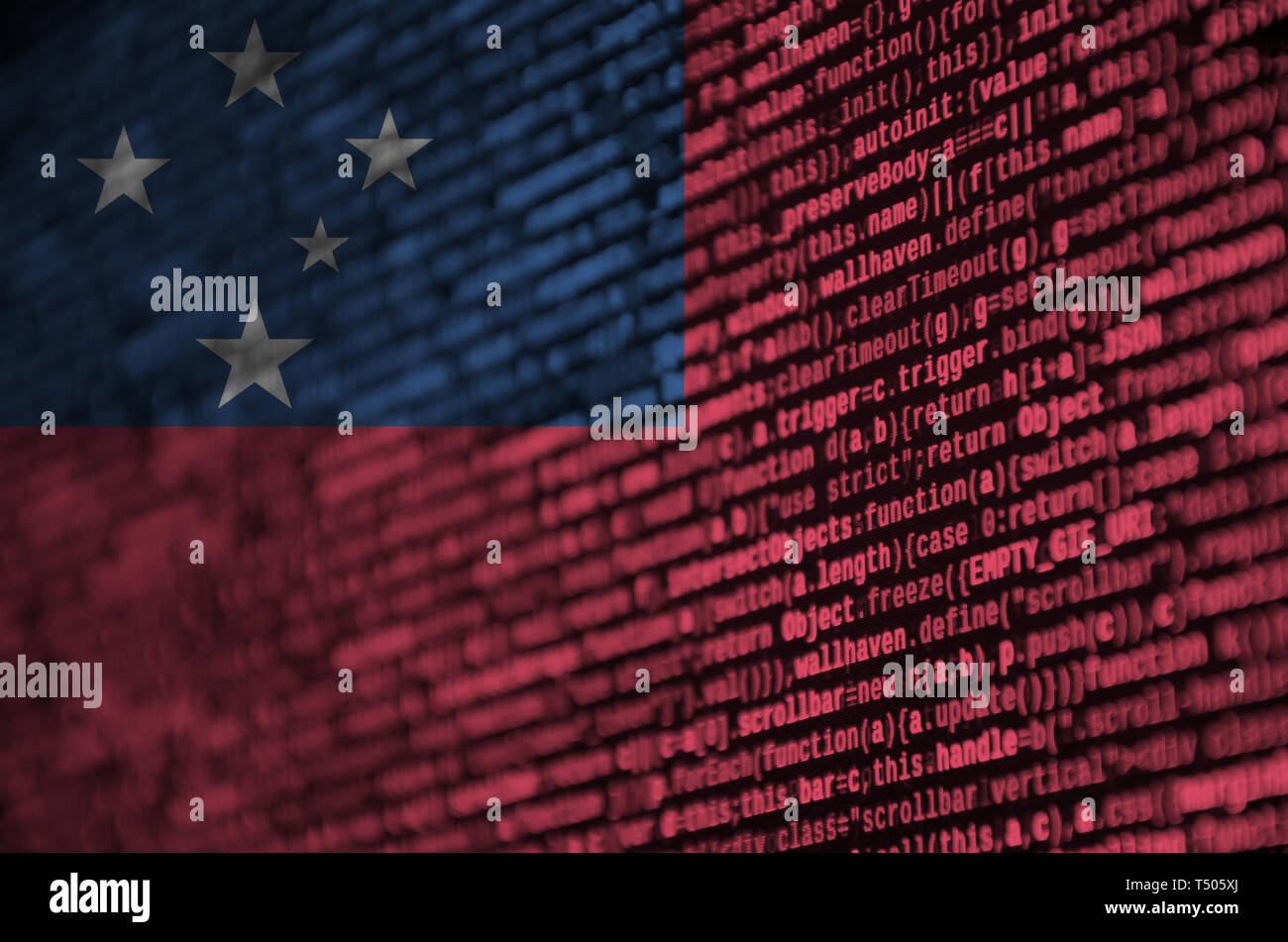 Samoa flag is depicted on the screen with the program code. The concept ...