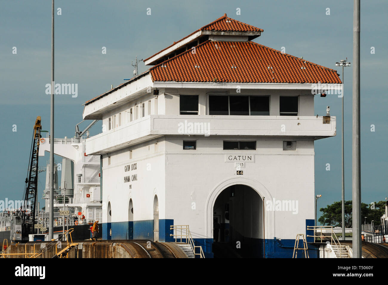 Gatun Locks tower, Panama Canal Stock Photo - Alamy