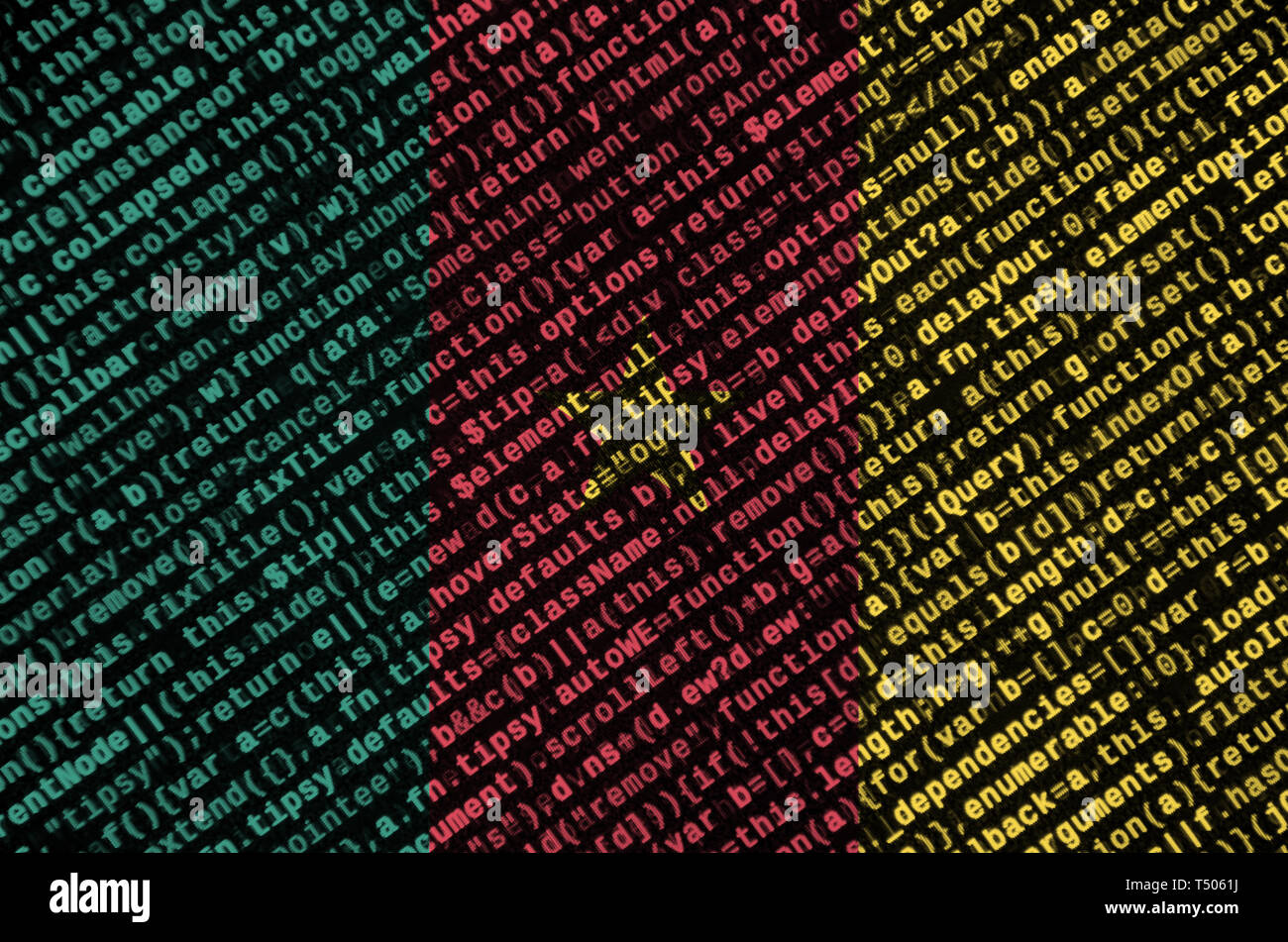 Cameroon flag is depicted on the screen with the program code. The ...