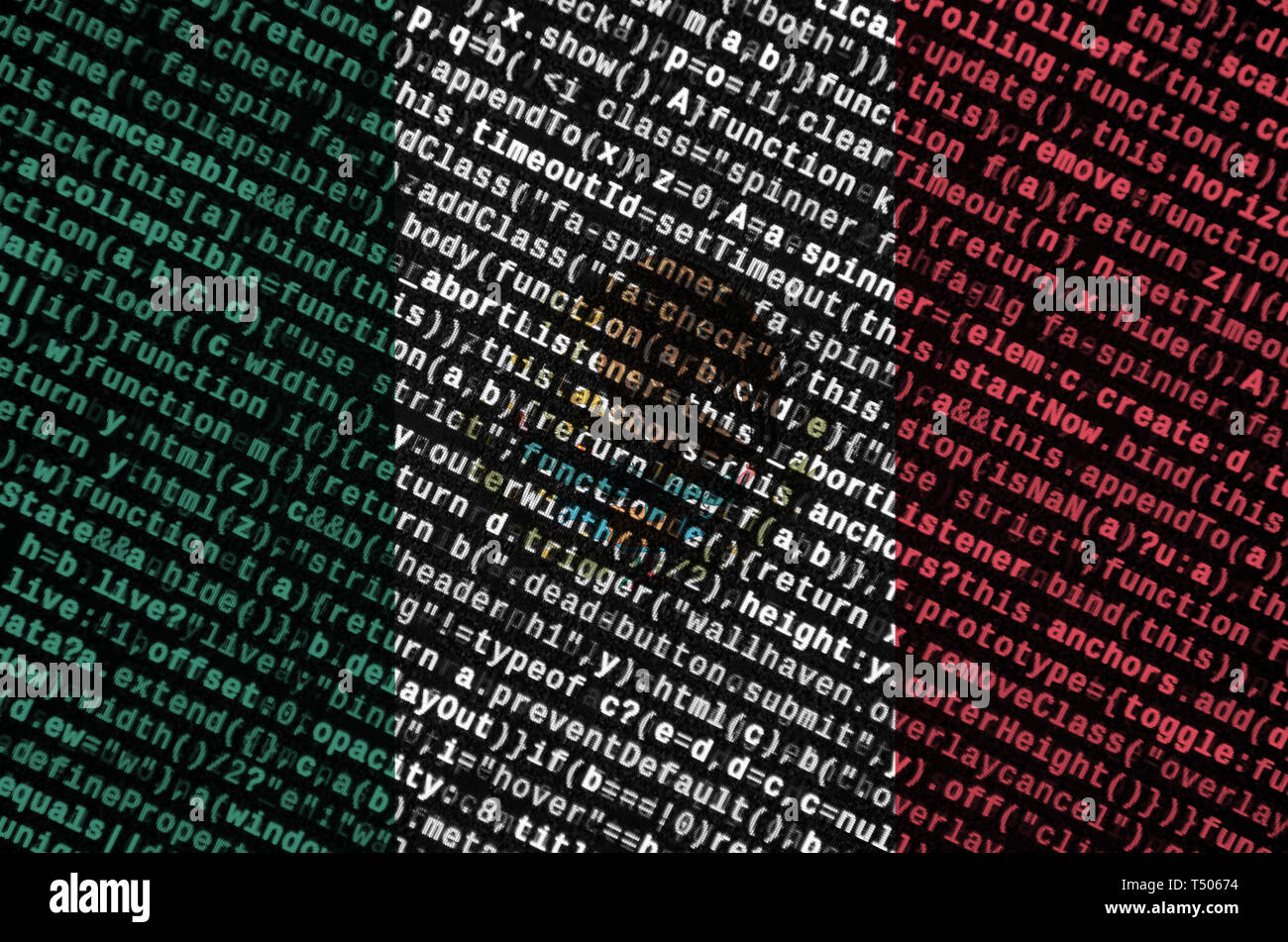 Mexico flag is depicted on the screen with the program code. The ...