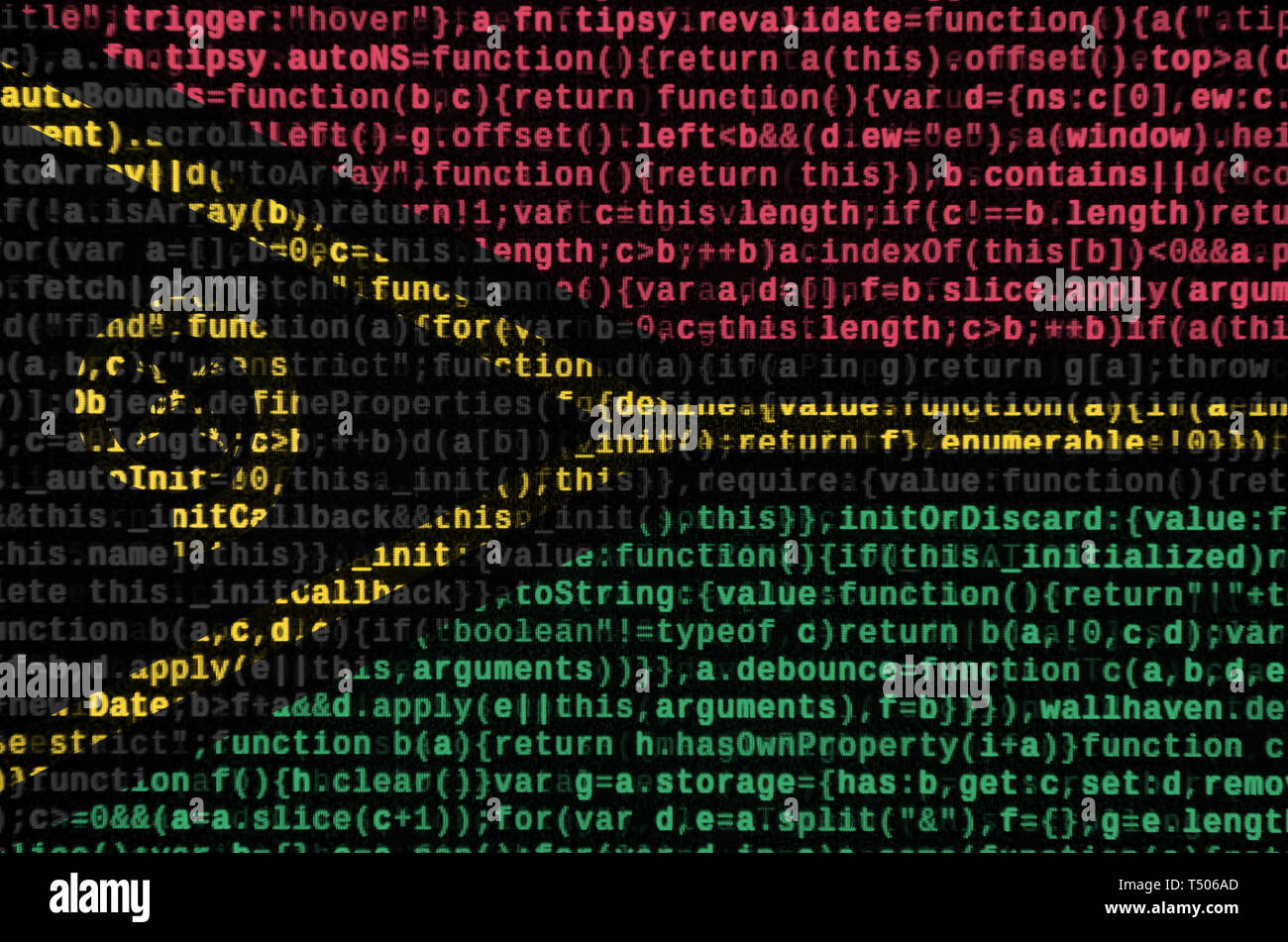 Vanuatu flag is depicted on the screen with the program code. The ...