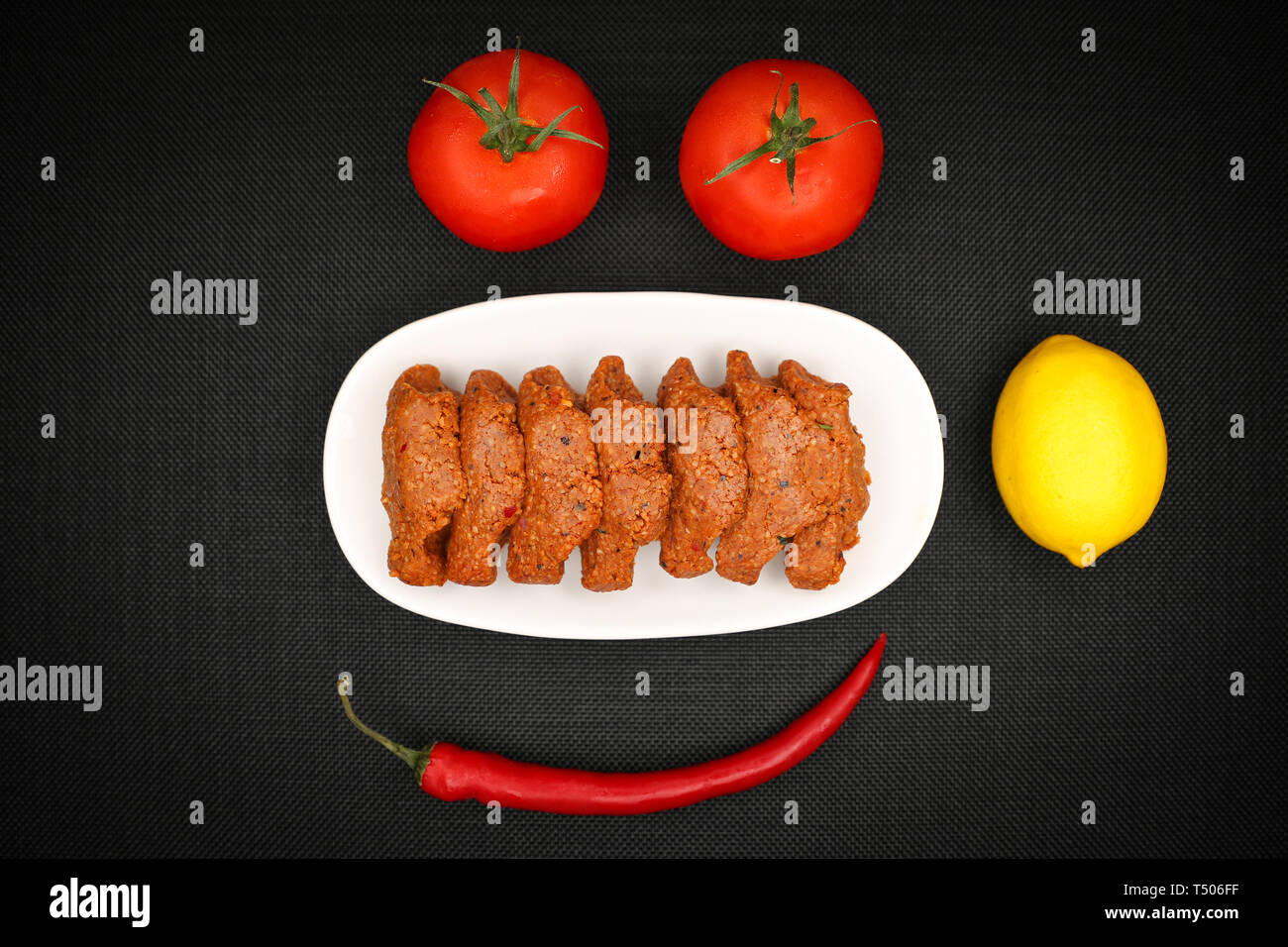 Turkish Traditional Food Cig Kofte on the Table Stock Photo - Alamy