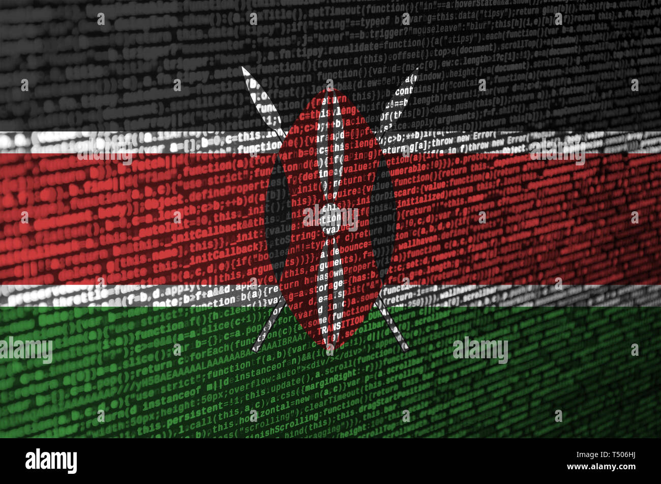 Kenya flag is depicted on the screen with the program code. The concept ...