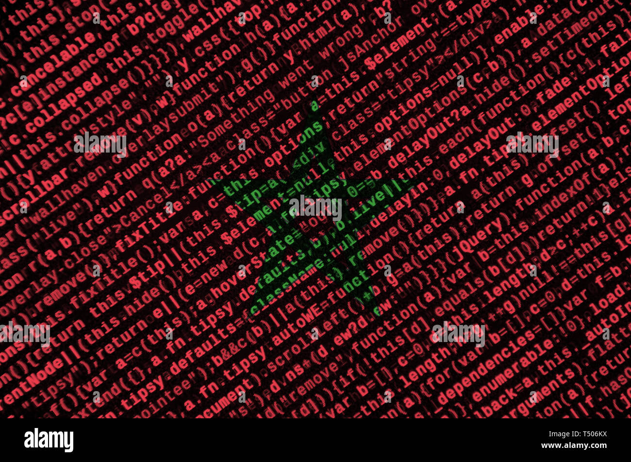 Morocco flag is depicted on the screen with the program code. The ...