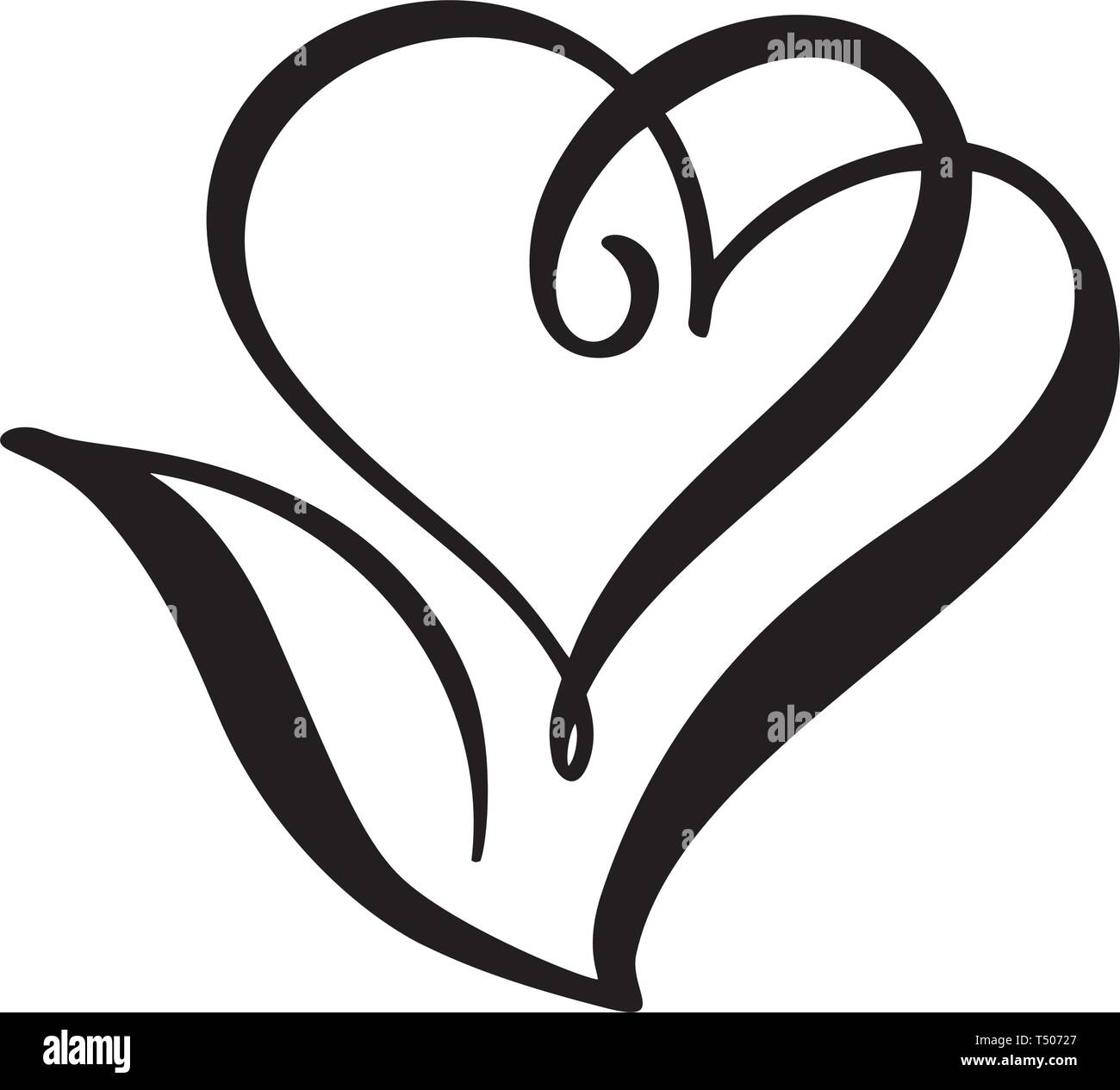 Vintage scandinavian vector icon heart shape and leaf. Can be used for ...