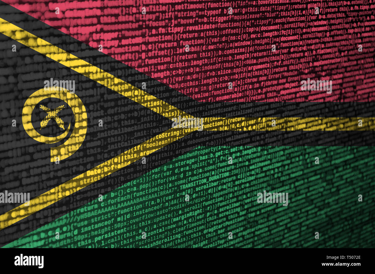 Vanuatu flag is depicted on the screen with the program code. The ...