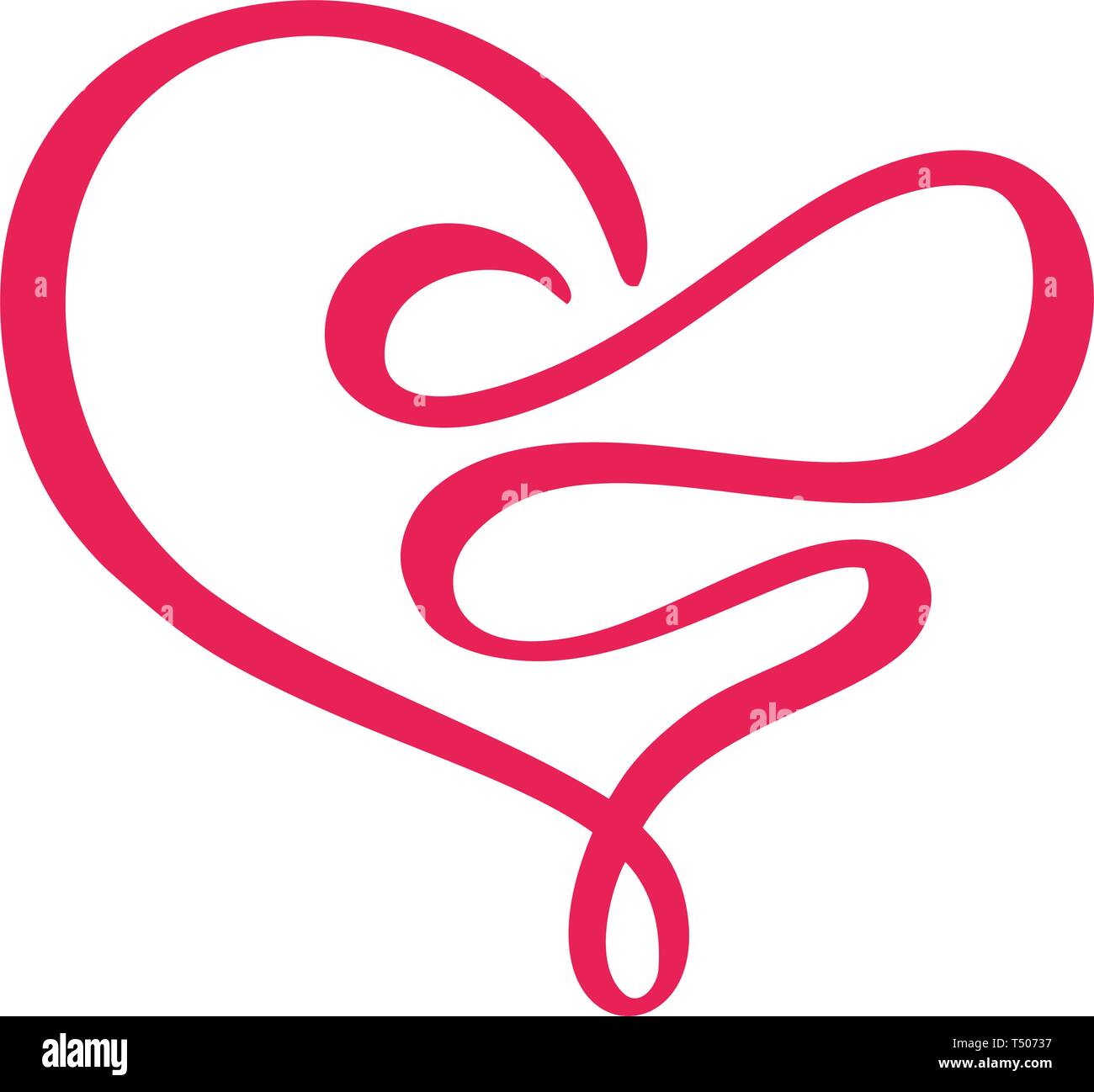Hand drawn Heart love sign. Romantic calligraphy vector illustration ...