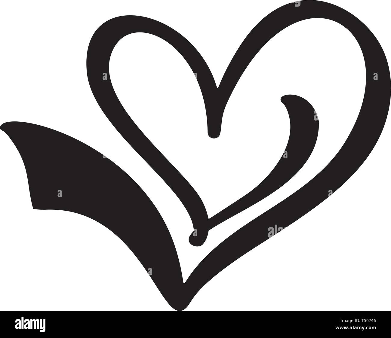 Hand drawn Heart love sign. Check mark icon vector illustration ...