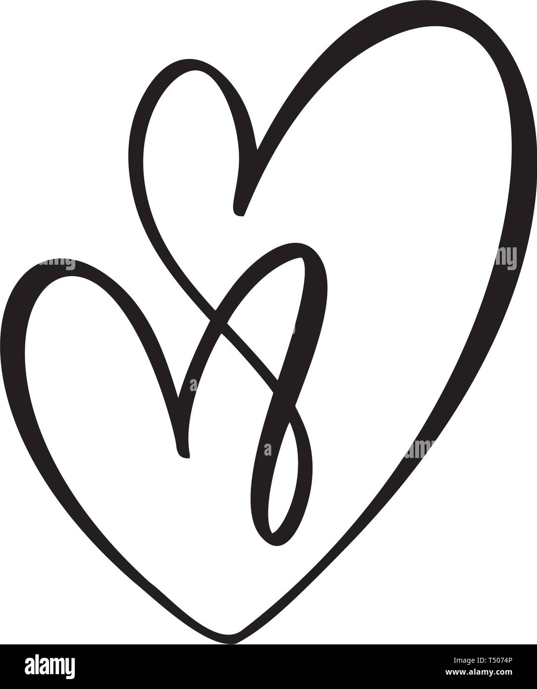 Hand drawn Heart love sign. Romantic calligraphy vector illustration ...