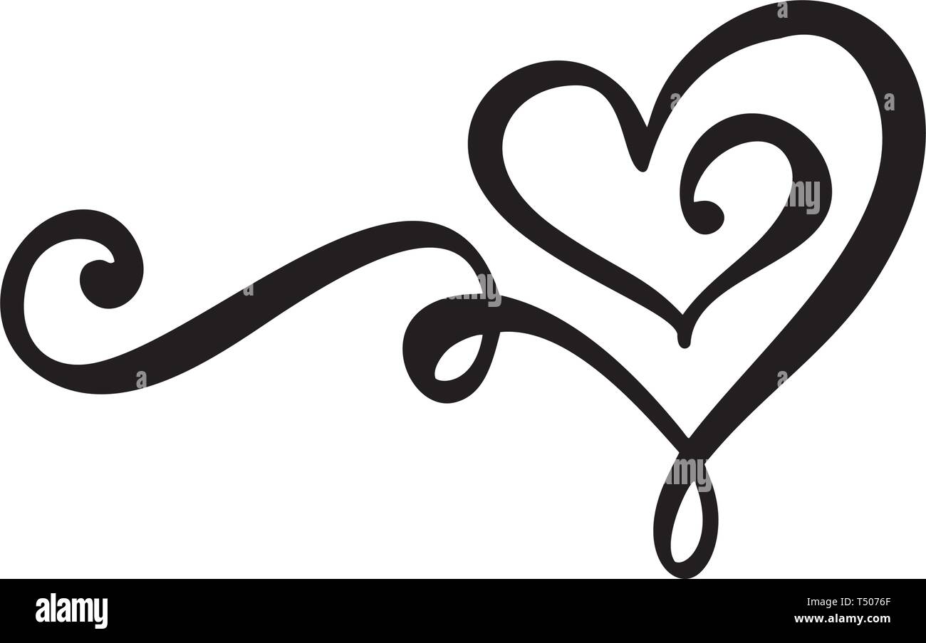 Hand drawn Heart love sign. Romantic calligraphy vector illustration ...