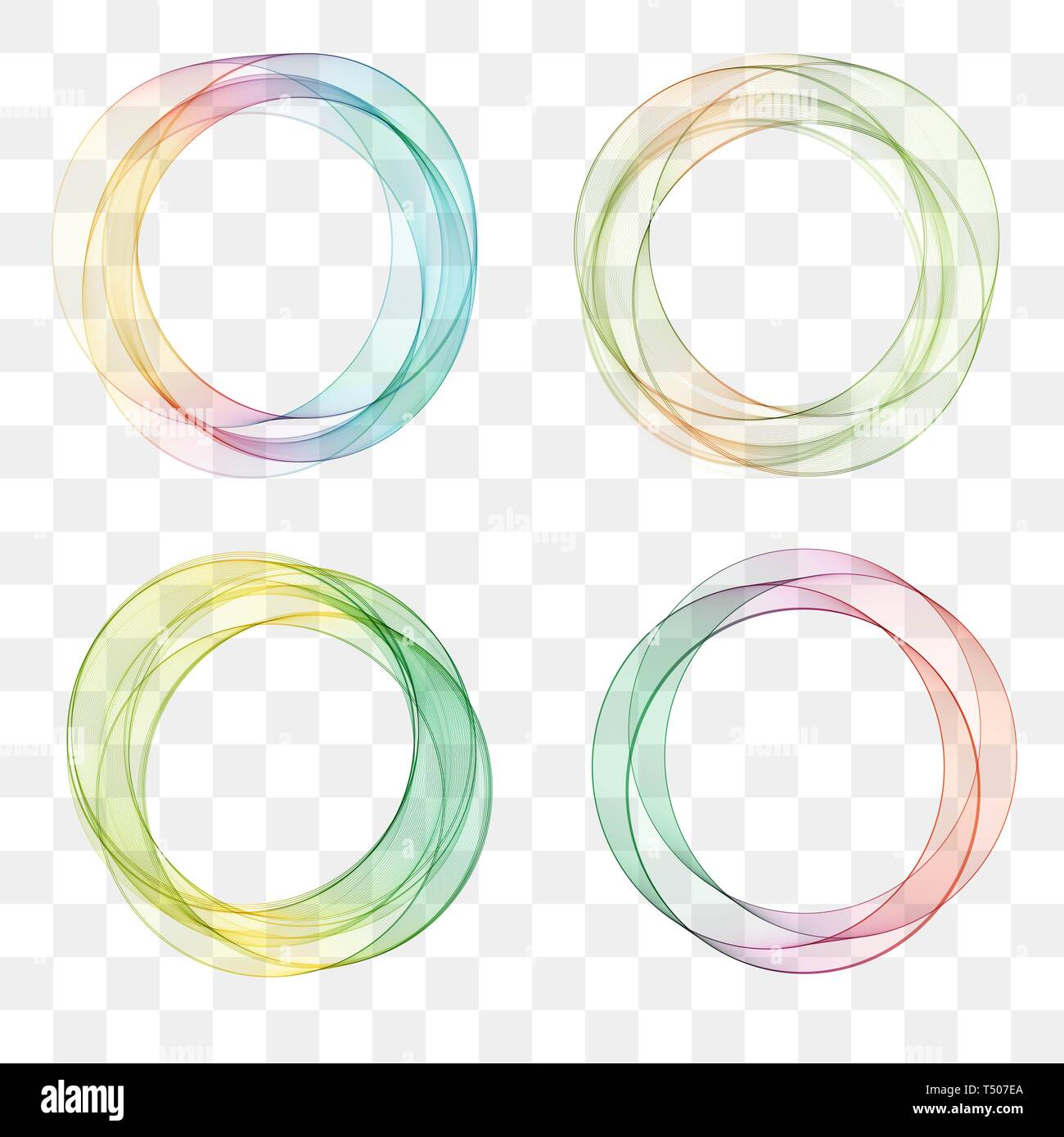set collection of trendy multicolored overlapping transparent circle ...