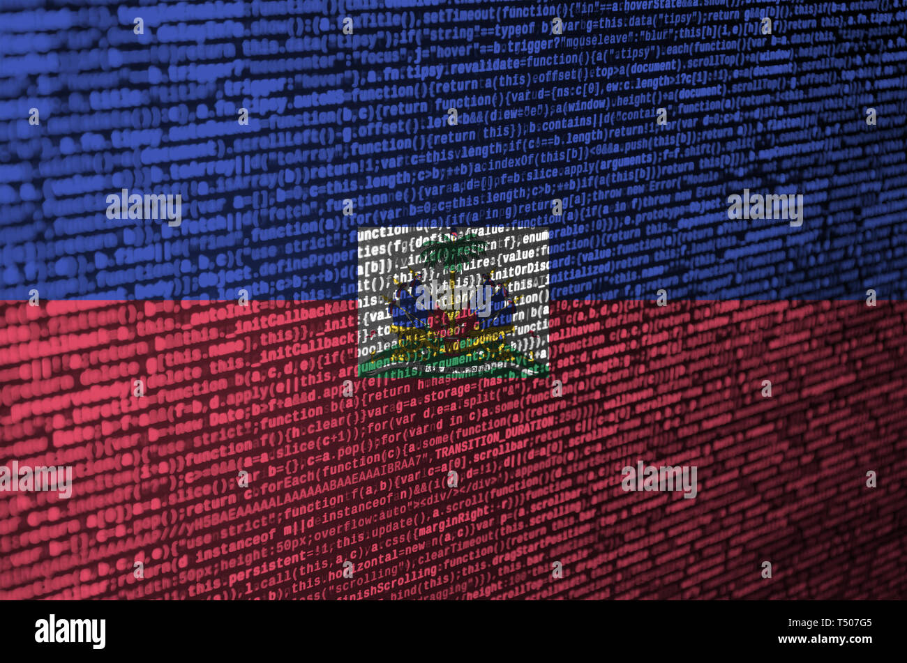 Haiti flag is depicted on the screen with the program code. The concept ...