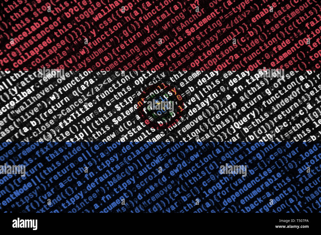 Paraguay flag is depicted on the screen with the program code. The ...