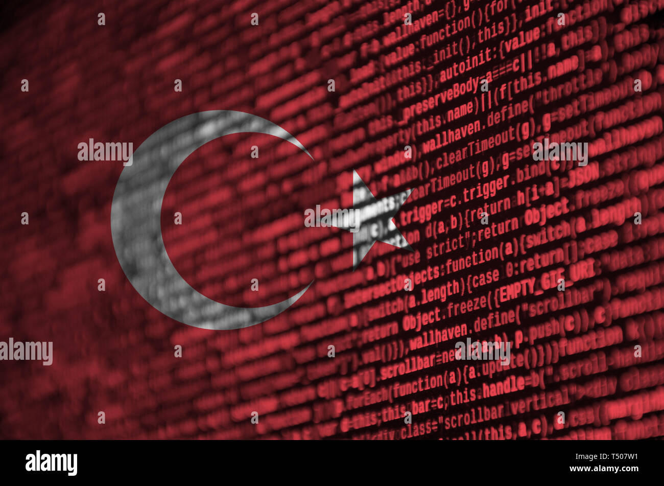 Turkey flag is depicted on the screen with the program code. The ...