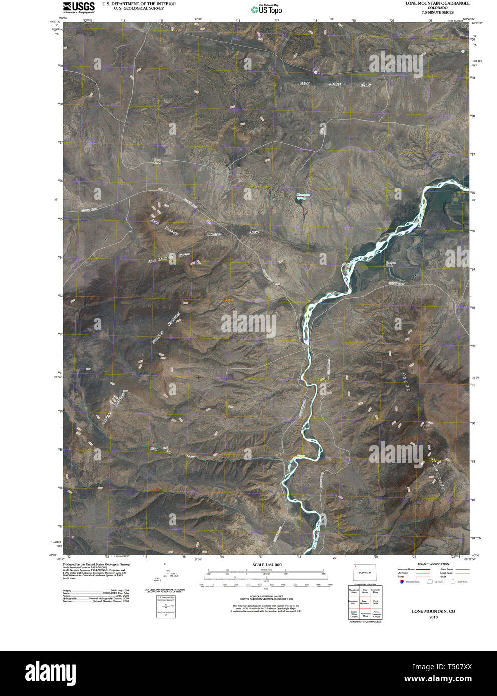 USGS TOPO Map Colorado CO Lone Mountain 20100901 TM Restoration Stock ...