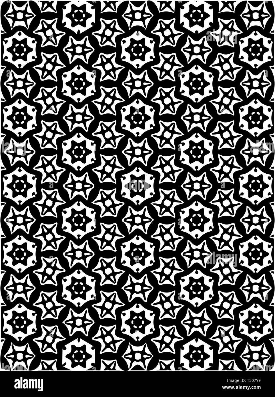 Black and white ornate geometric pattern and abstract background Stock ...
