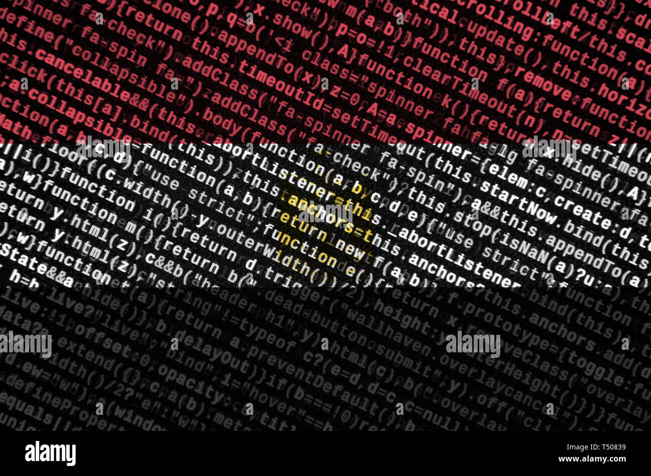 Egypt flag is depicted on the screen with the program code. The concept ...