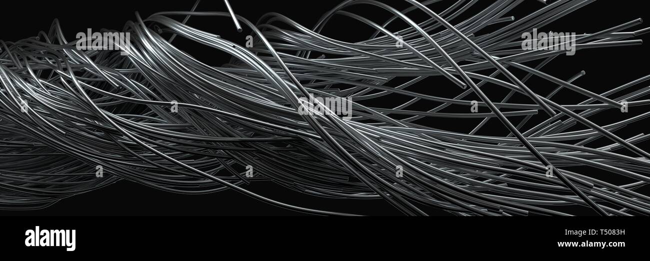 twisting steel wires. flowing metal rods on air. suitable for motion ...