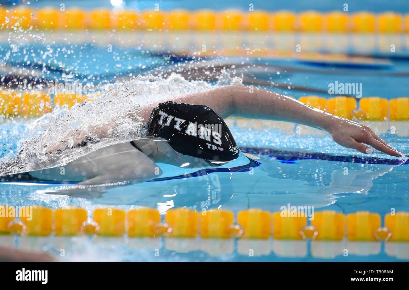 Freya Anderson competing in the Women's 100m Freestyle final during day ...