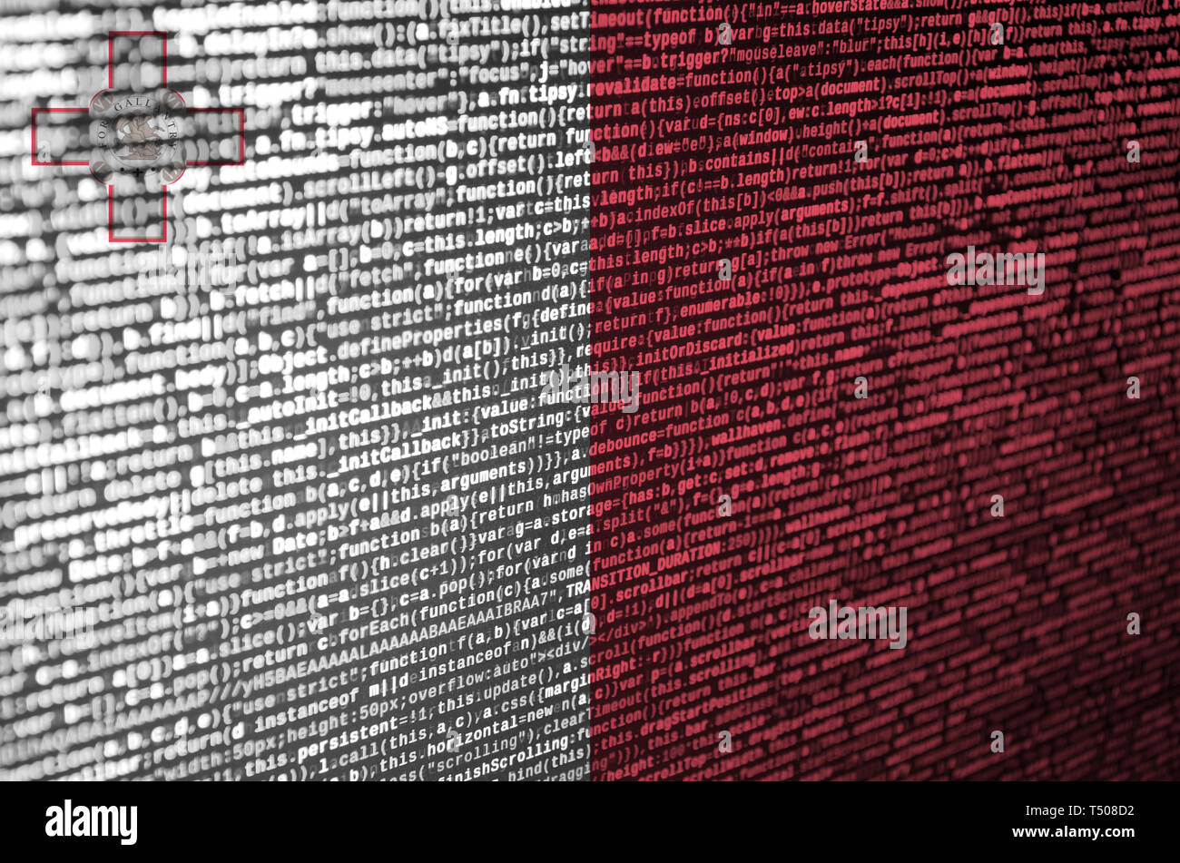 Malta flag is depicted on the screen with the program code. The concept ...