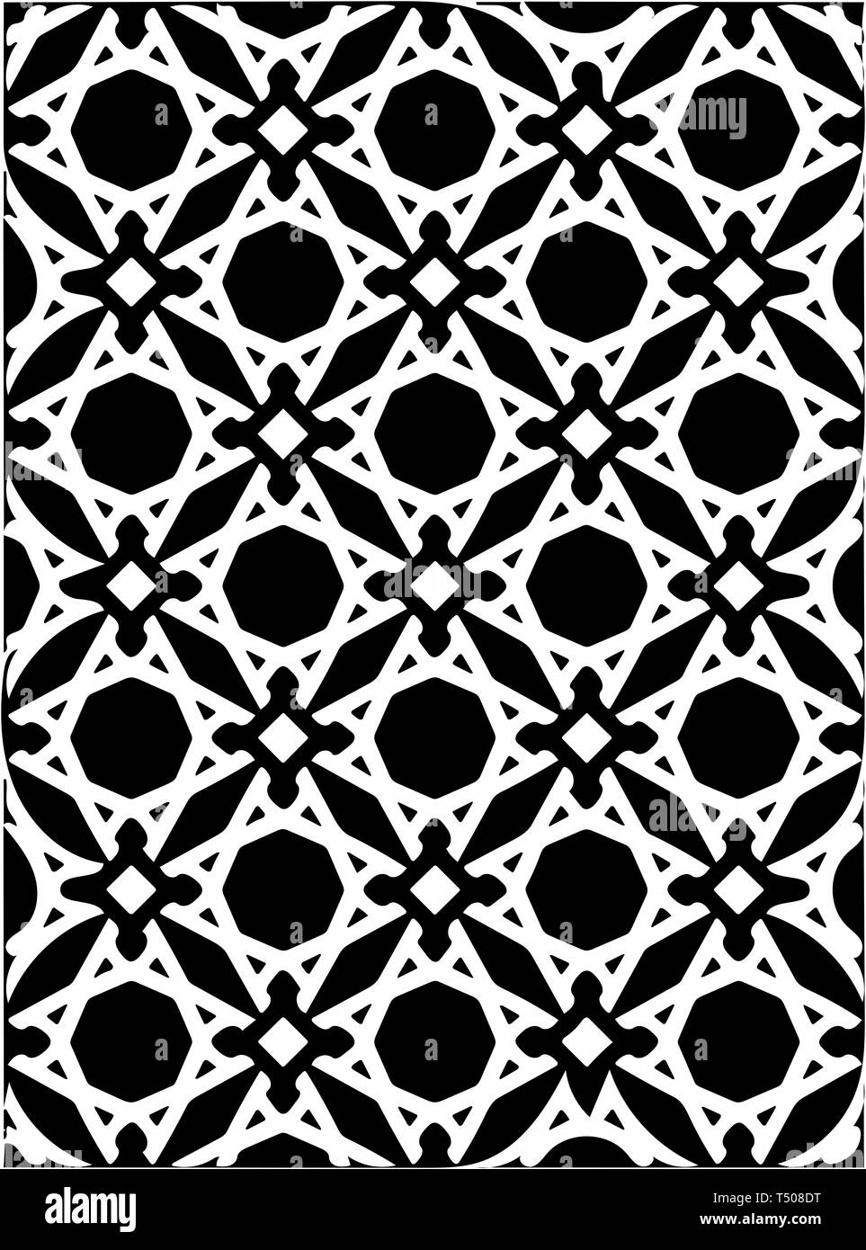 Black and white ornate geometric pattern and abstract background Stock ...