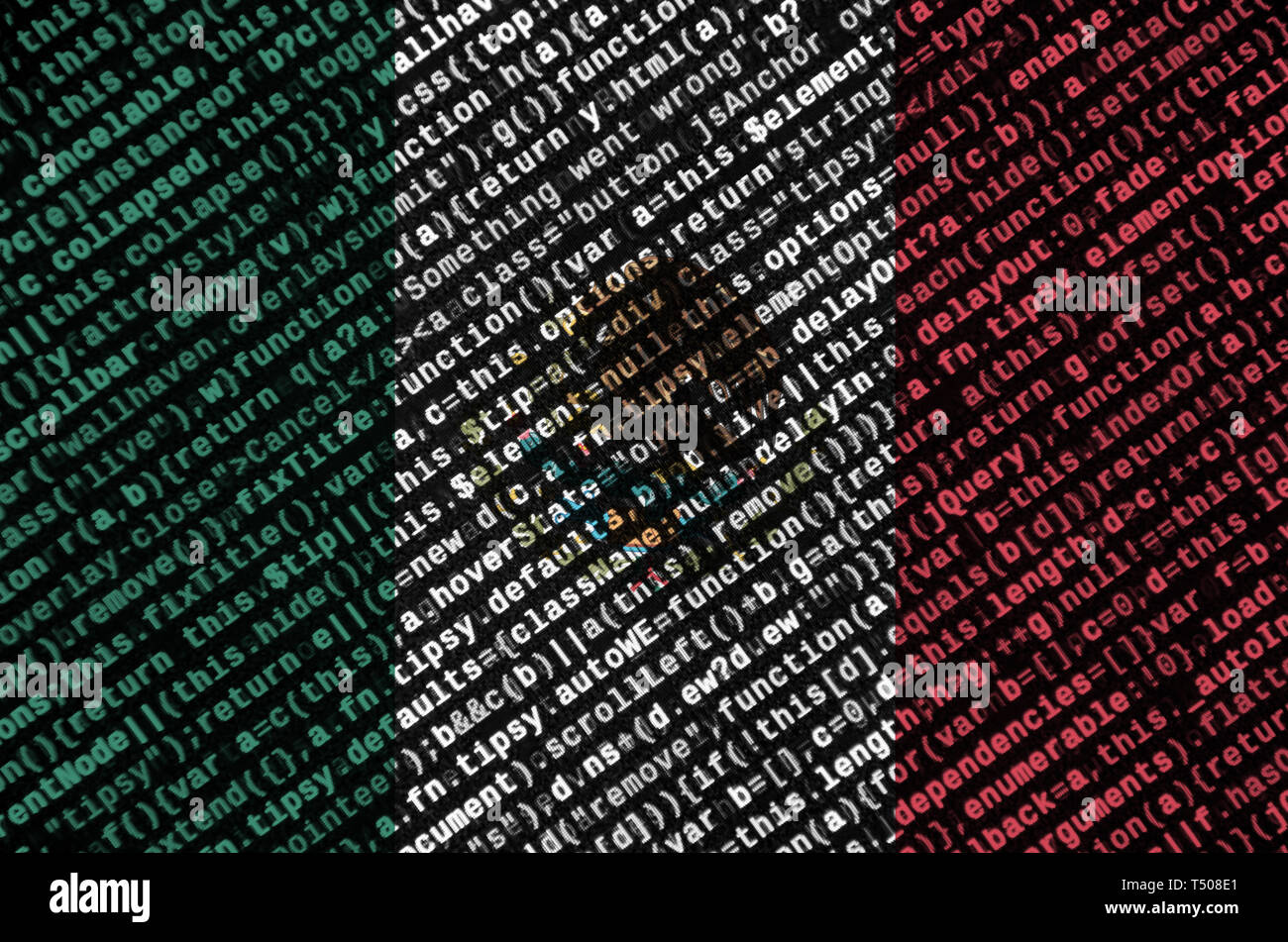 Mexico flag is depicted on the screen with the program code. The ...