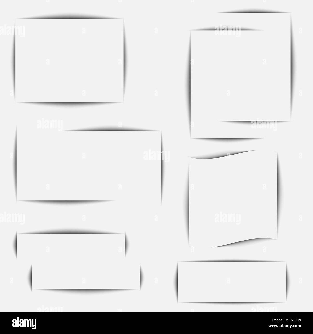 Paper sheet shadow effect. Vector transparent realistic shadows set for ...