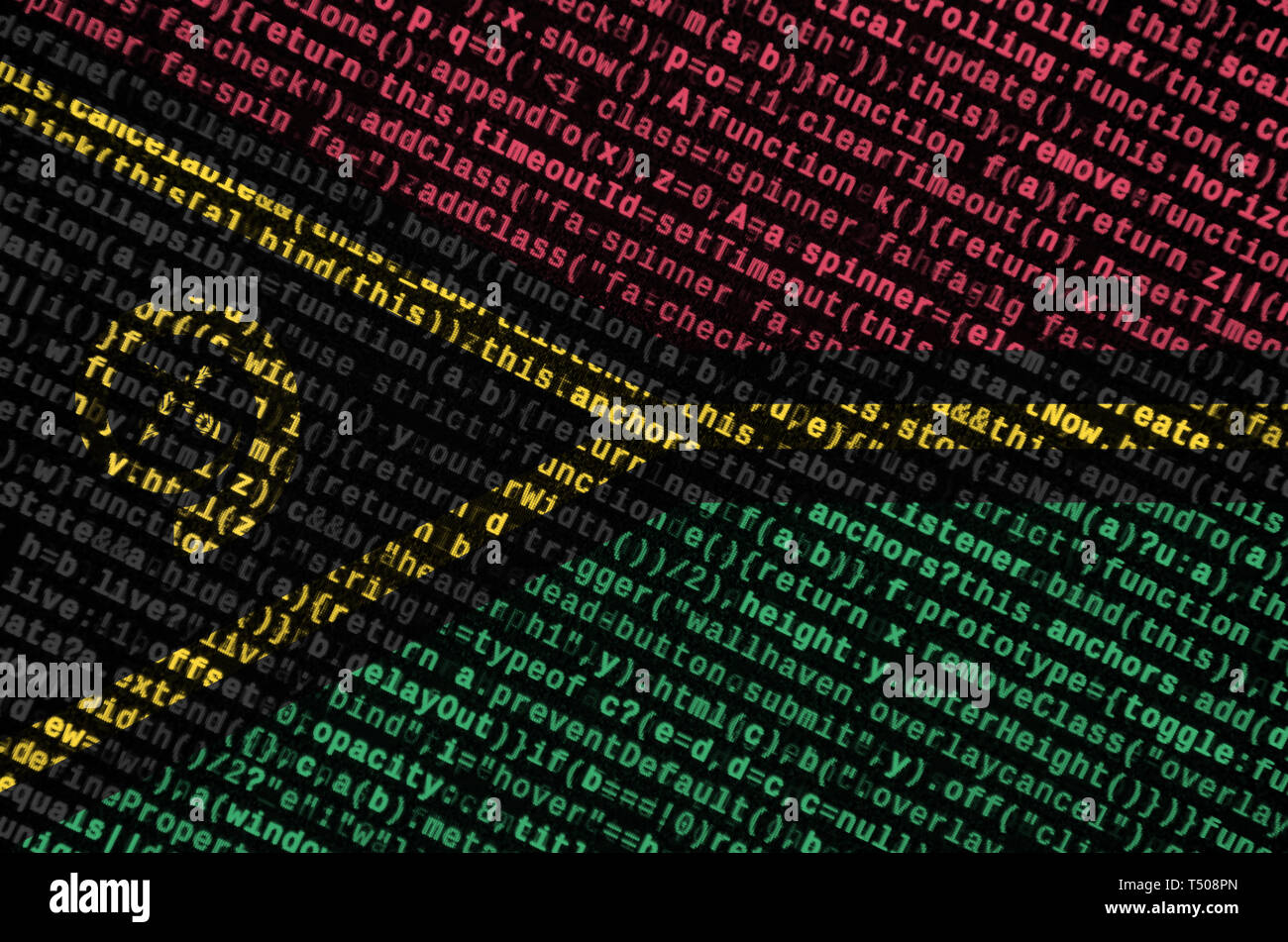Vanuatu flag is depicted on the screen with the program code. The ...